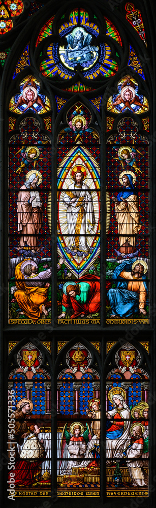 Stained-glass window depicting the Transfiguration of Jesus Christ ...