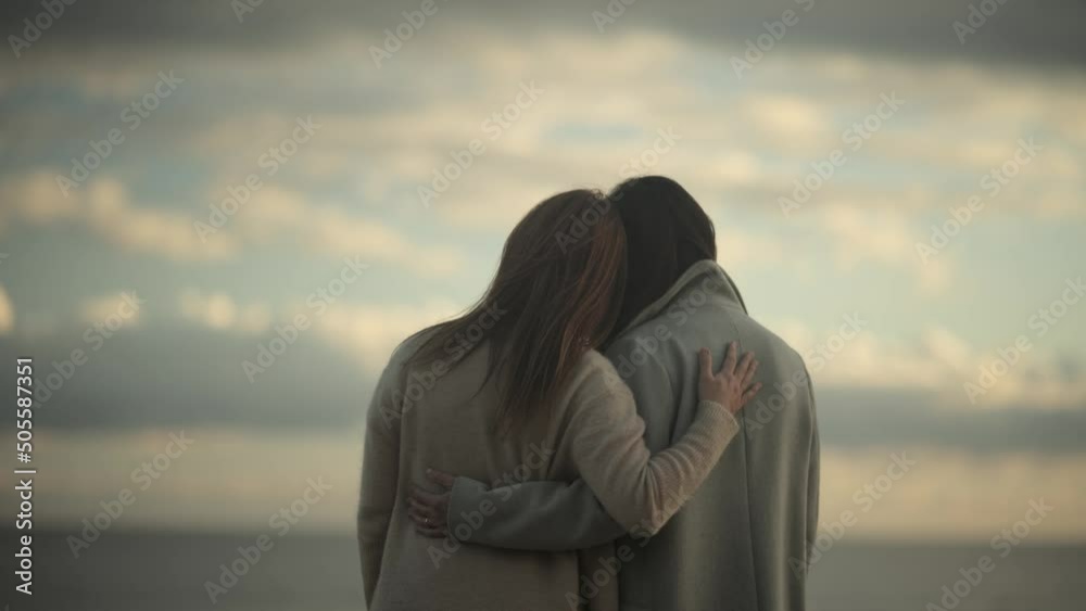 comforting friendly hug friends hugging empathy compassion sunset slow ...