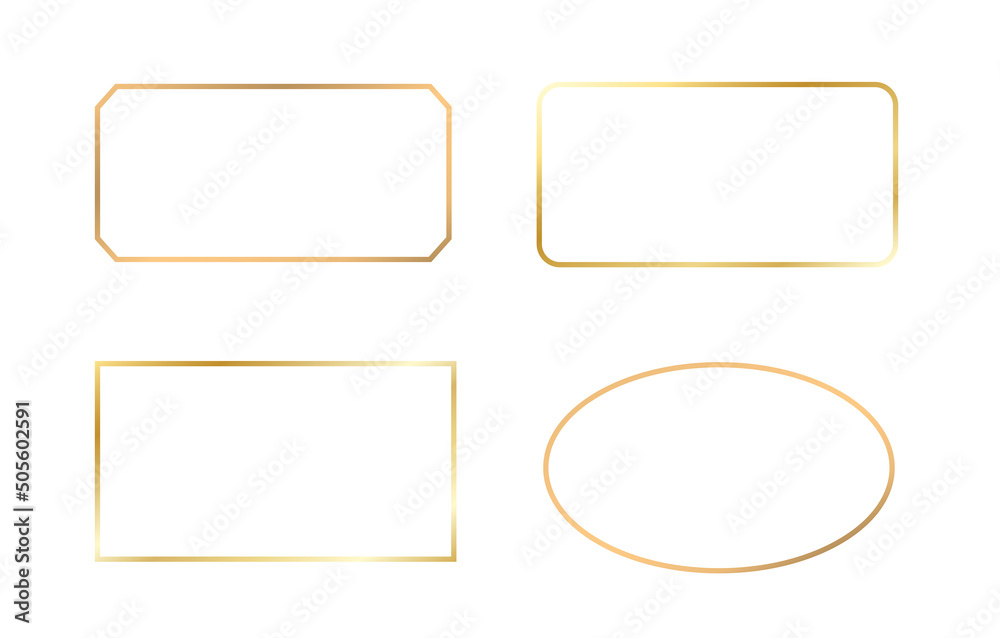 Gold frames collection isolated on white background. Luxury design ...