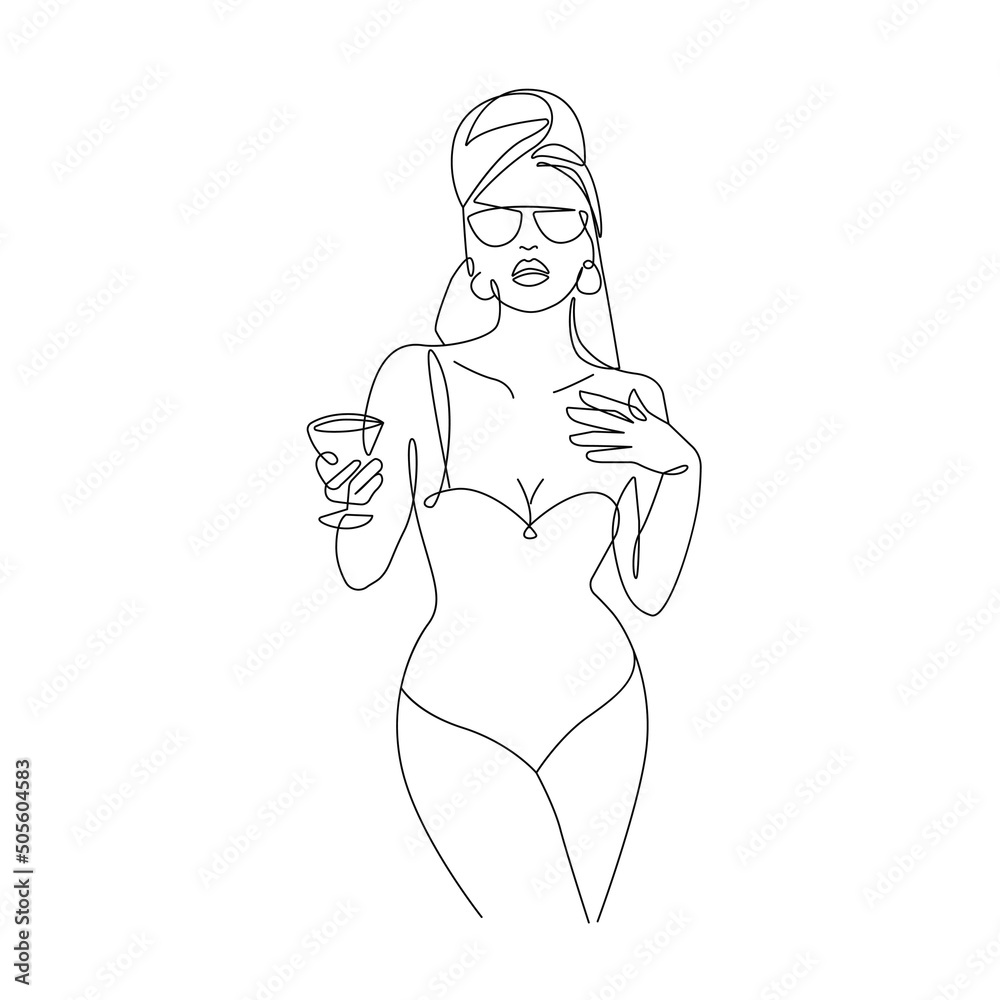 Woman Body One Line Drawing Female Figure Creative Contemporary