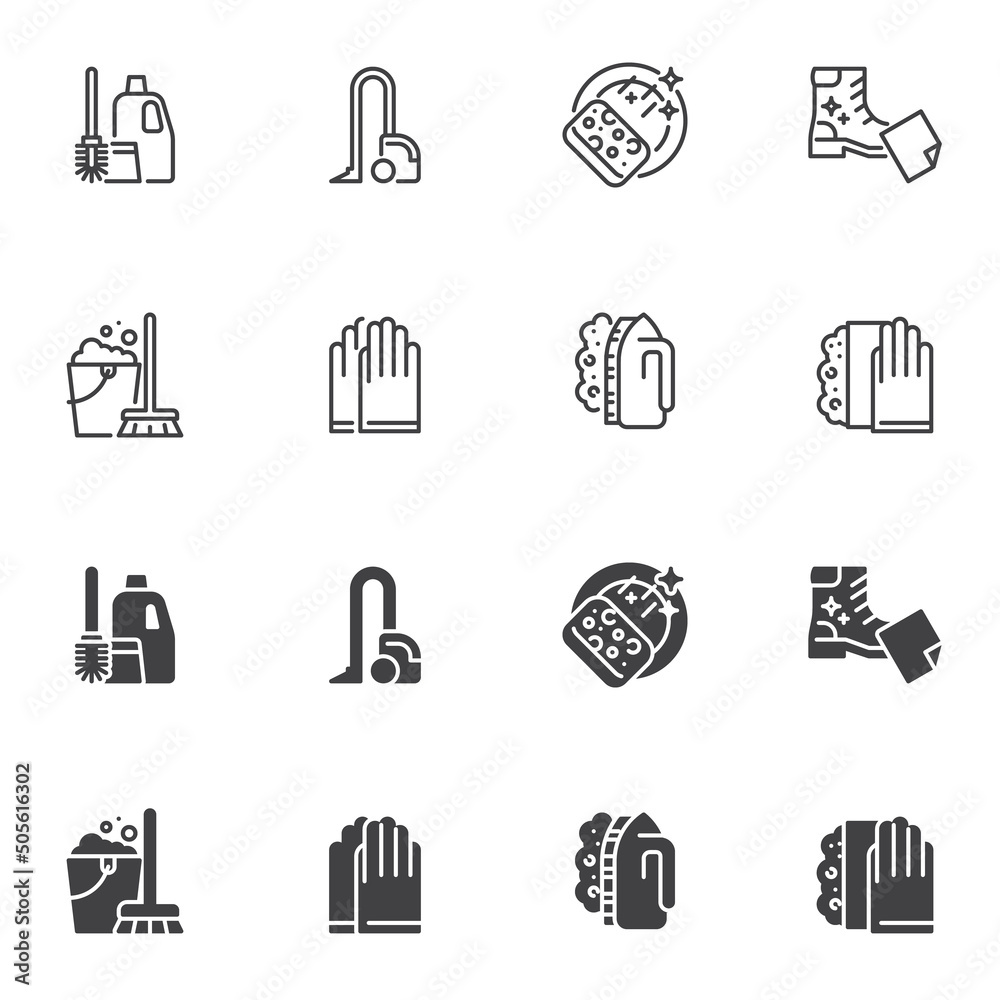 Housekeeping and cleaning service icon set Stock Vector | Adobe Stock