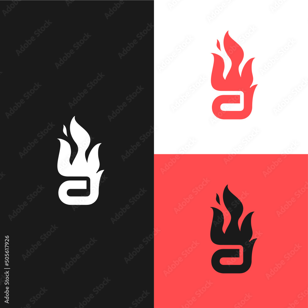 Letter a and fire flames logo set design. logo can be used as symbols ...