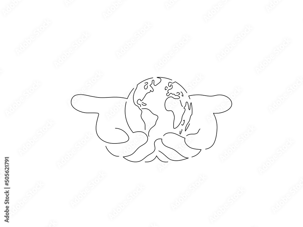 Ecology and climate change concept in line art drawing style ...