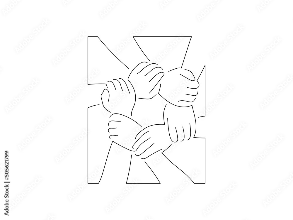 Ecology and community of volunteers concept in line art drawing style ...