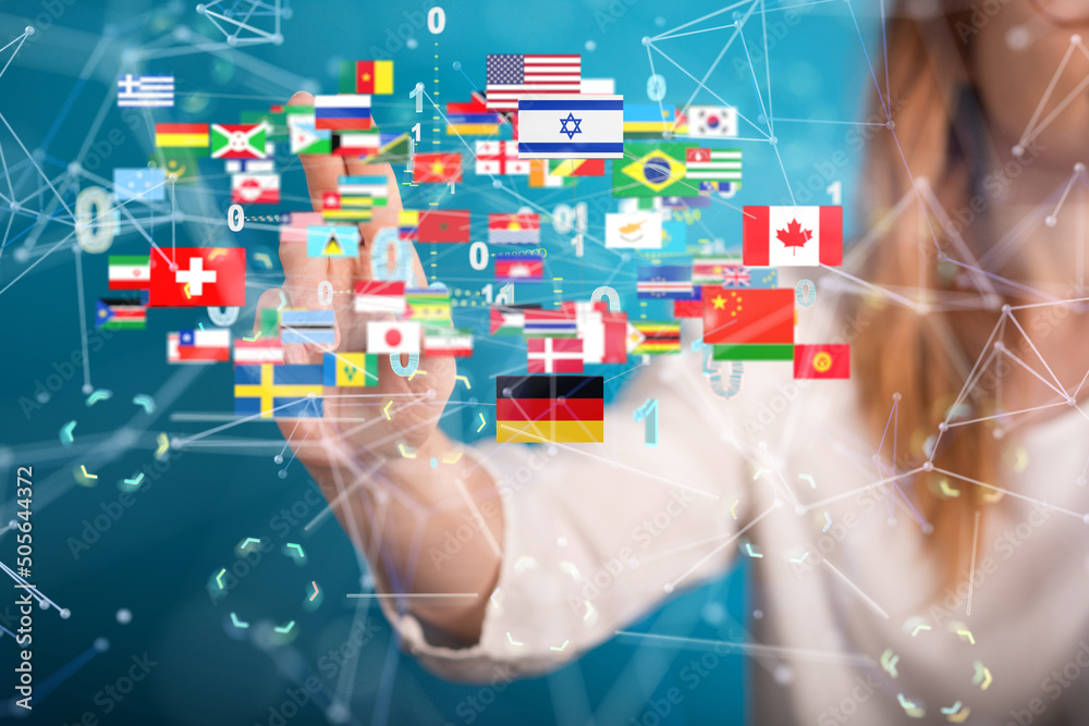 World map with all states and their flags,3d render. Stock Photo ...