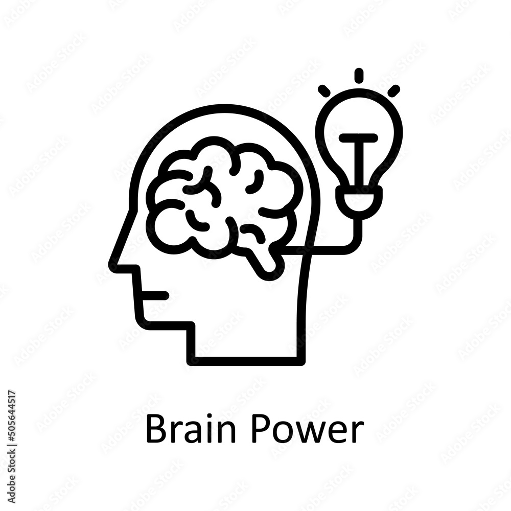 Brain Power vector outline Icon Design illustration. Human Mentality ...