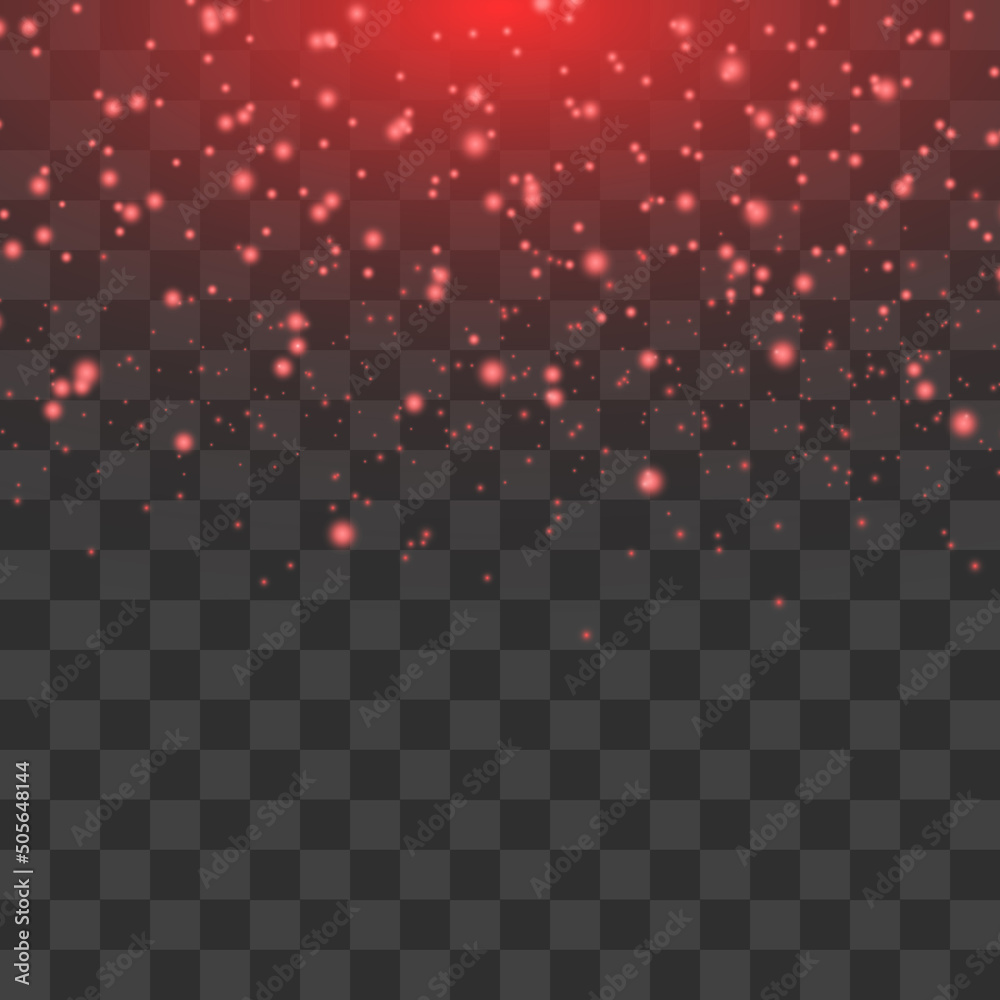 Shiny red realistic light effect on transparent background. vector ...