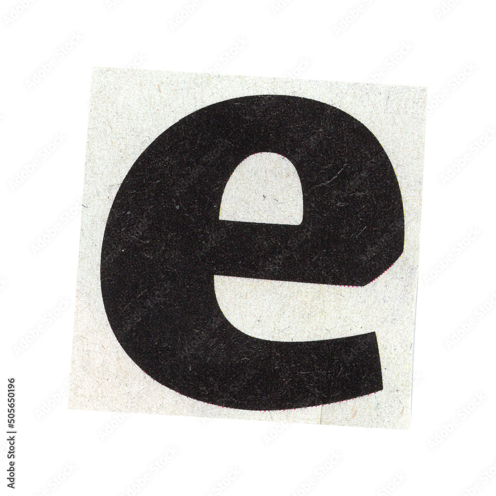 letter e magazine cut out font, ransom letter, isolated collage ...