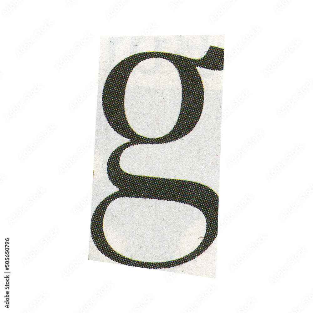 Poster letter g magazine cut out font, ransom letter, isolated collage elements for text ...