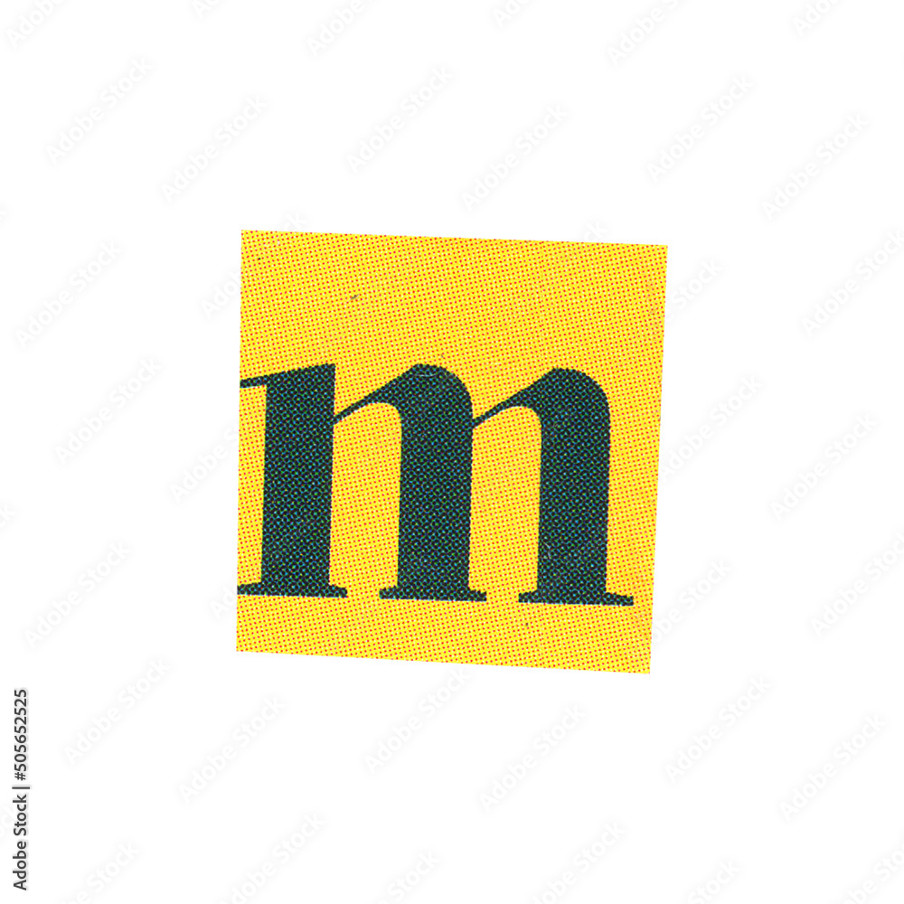 letter m magazine cut out font, ransom letter, isolated collage ...