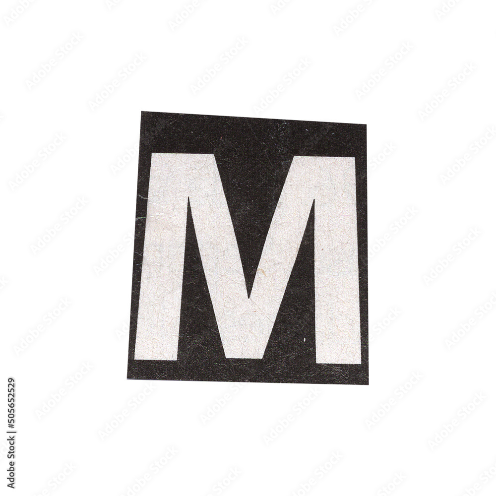 letter m magazine cut out font, ransom letter, isolated collage ...