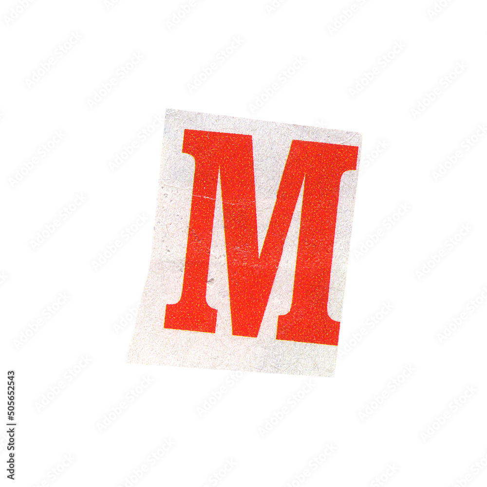 letter m magazine cut out font, ransom letter, isolated collage ...