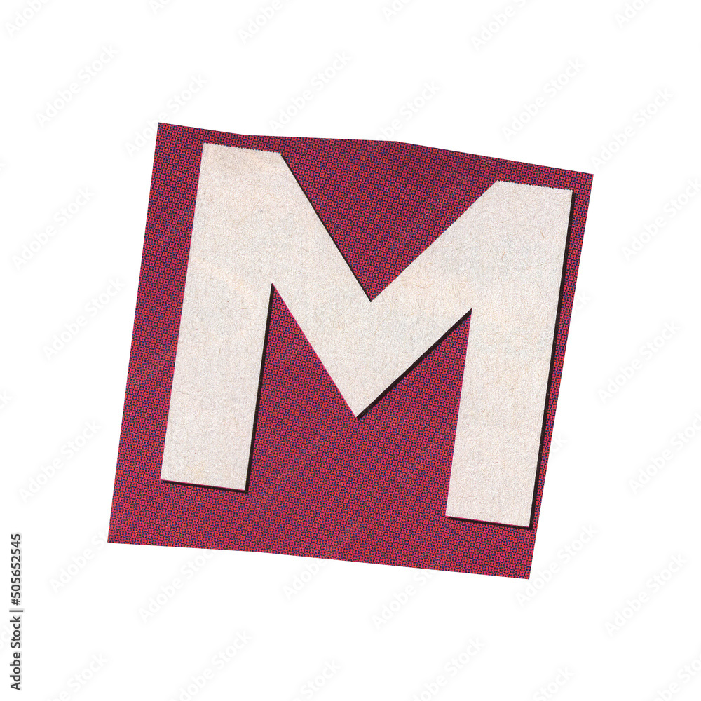 letter m magazine cut out font, ransom letter, isolated collage ...