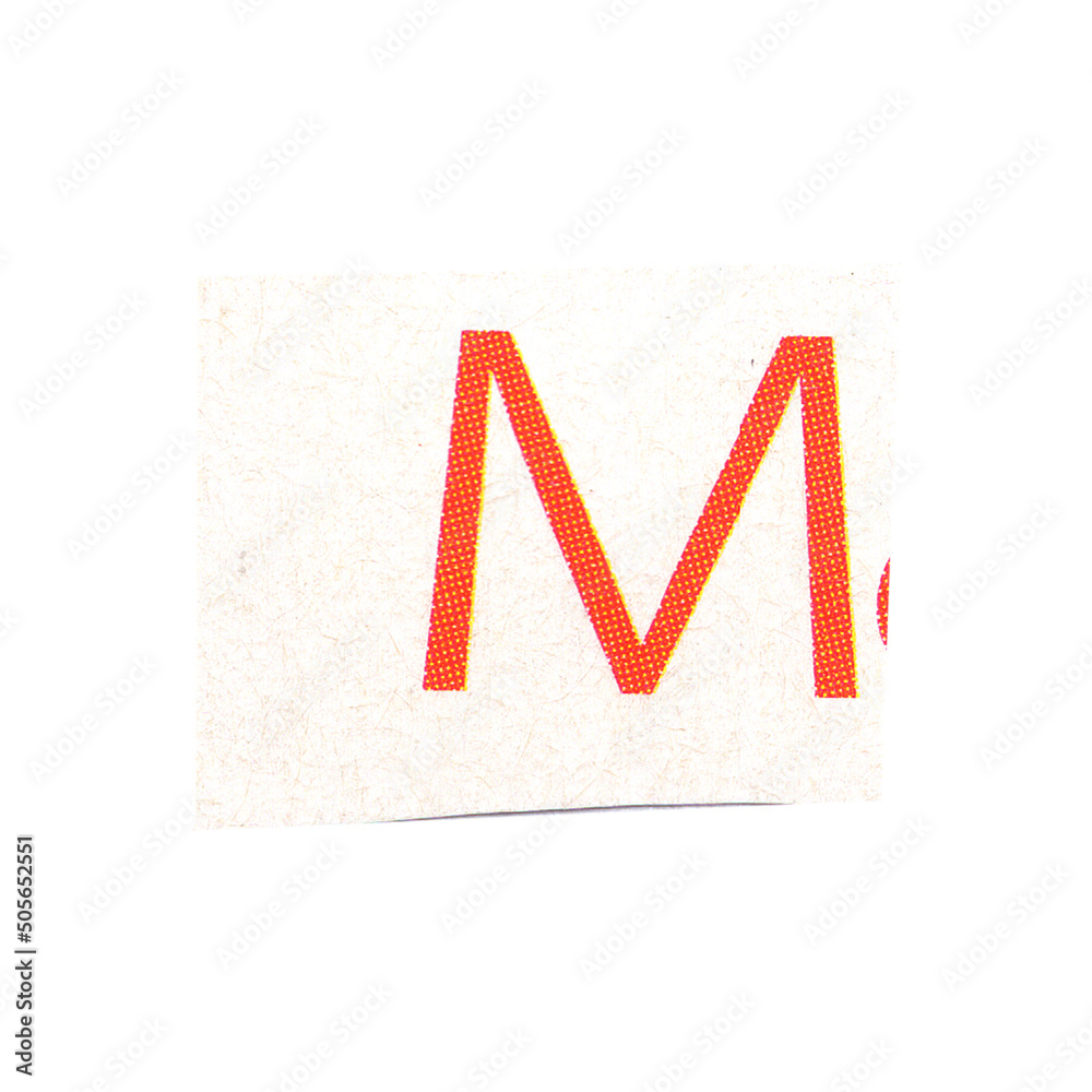 letter m magazine cut out font, ransom letter, isolated collage ...