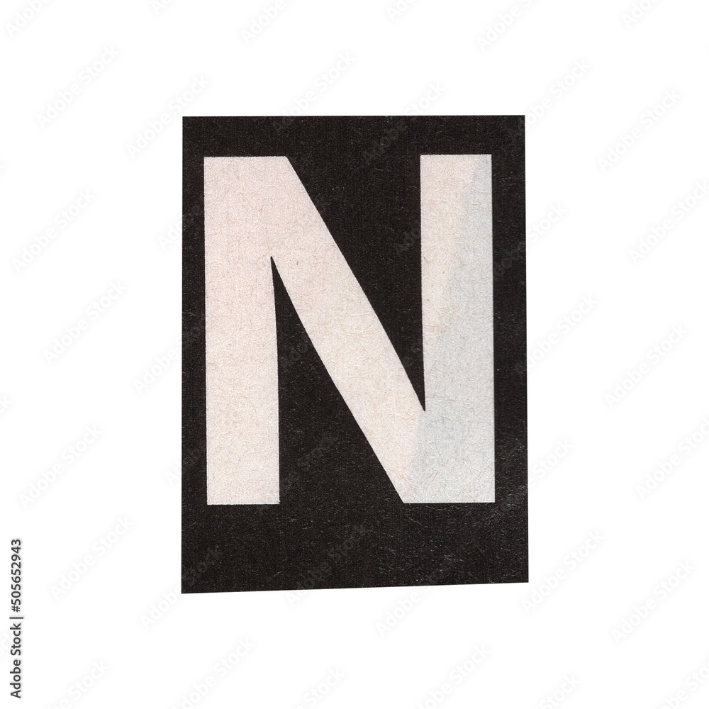 letter n magazine cut out font, ransom letter, isolated collage ...