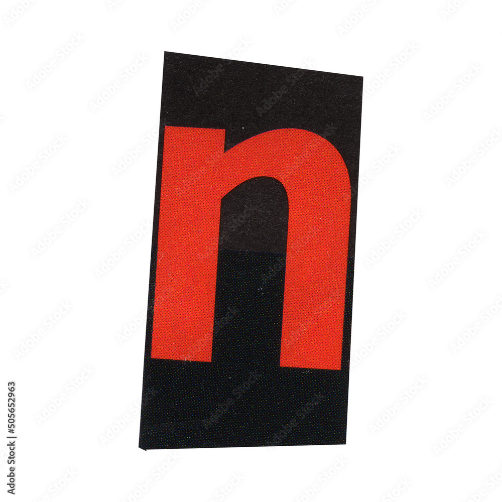 letter n magazine cut out font, ransom letter, isolated collage ...
