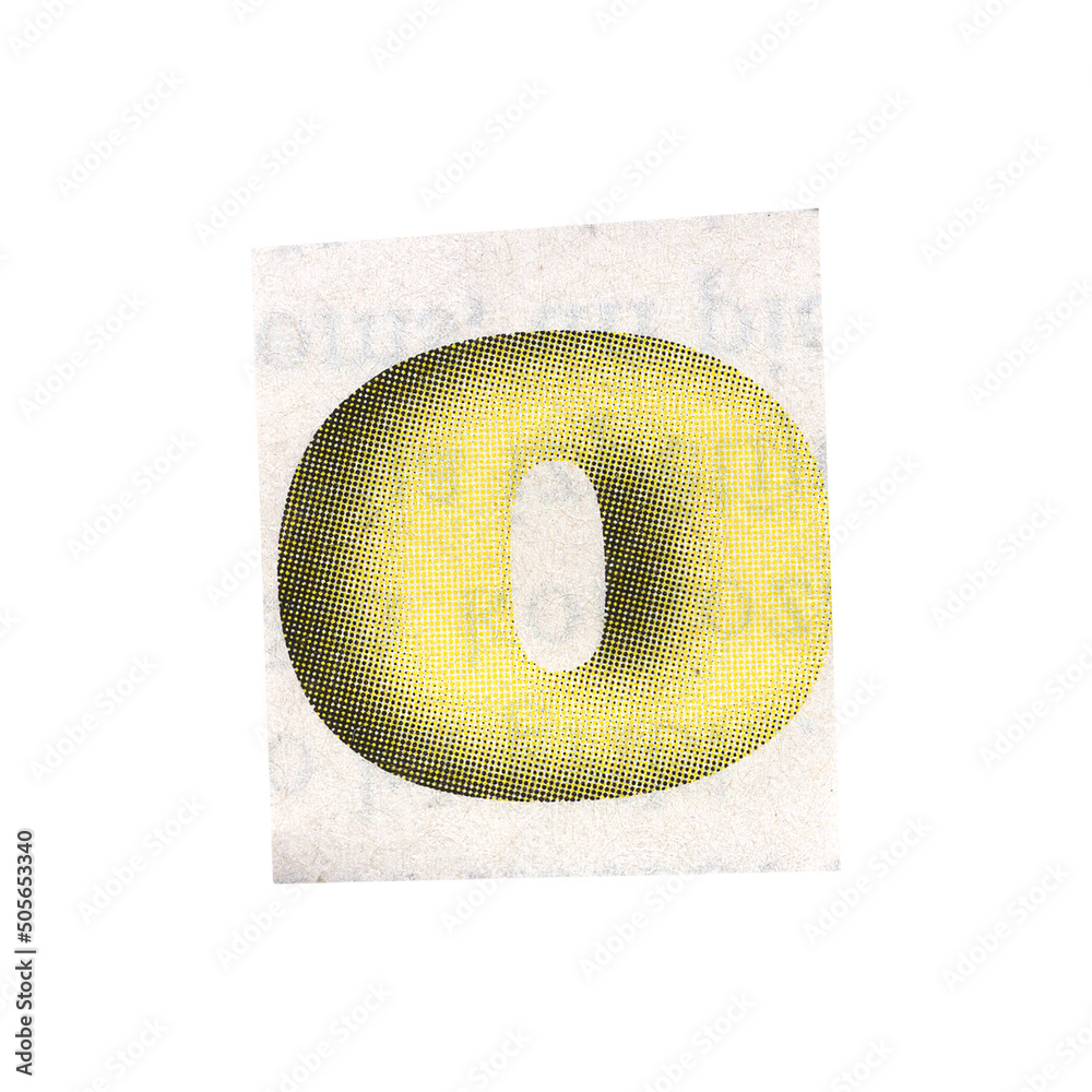 letter o magazine cut out font, ransom letter, isolated collage ...