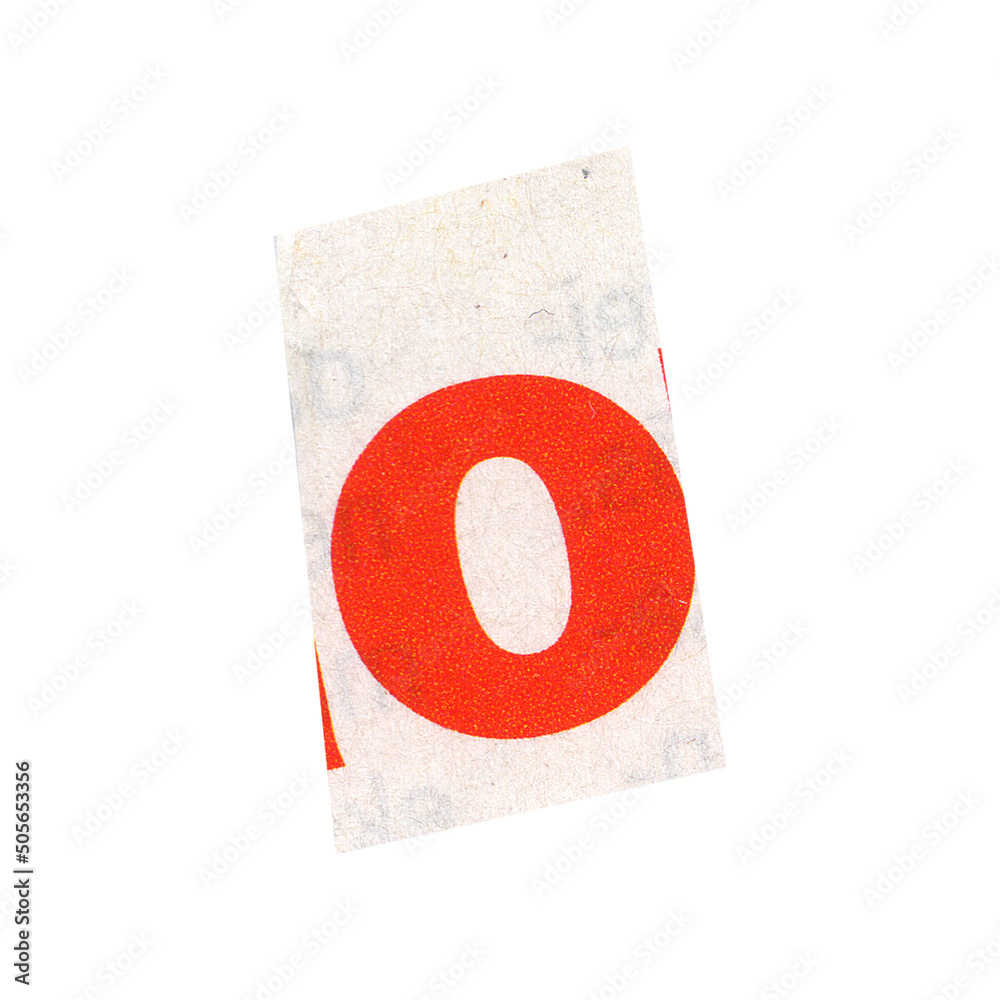 letter o magazine cut out font, ransom letter, isolated collage ...