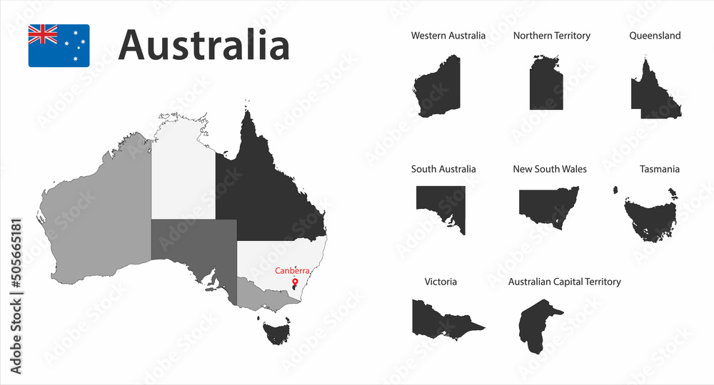 Map of Australia with borders. Vector illustration. Stock Illustration ...