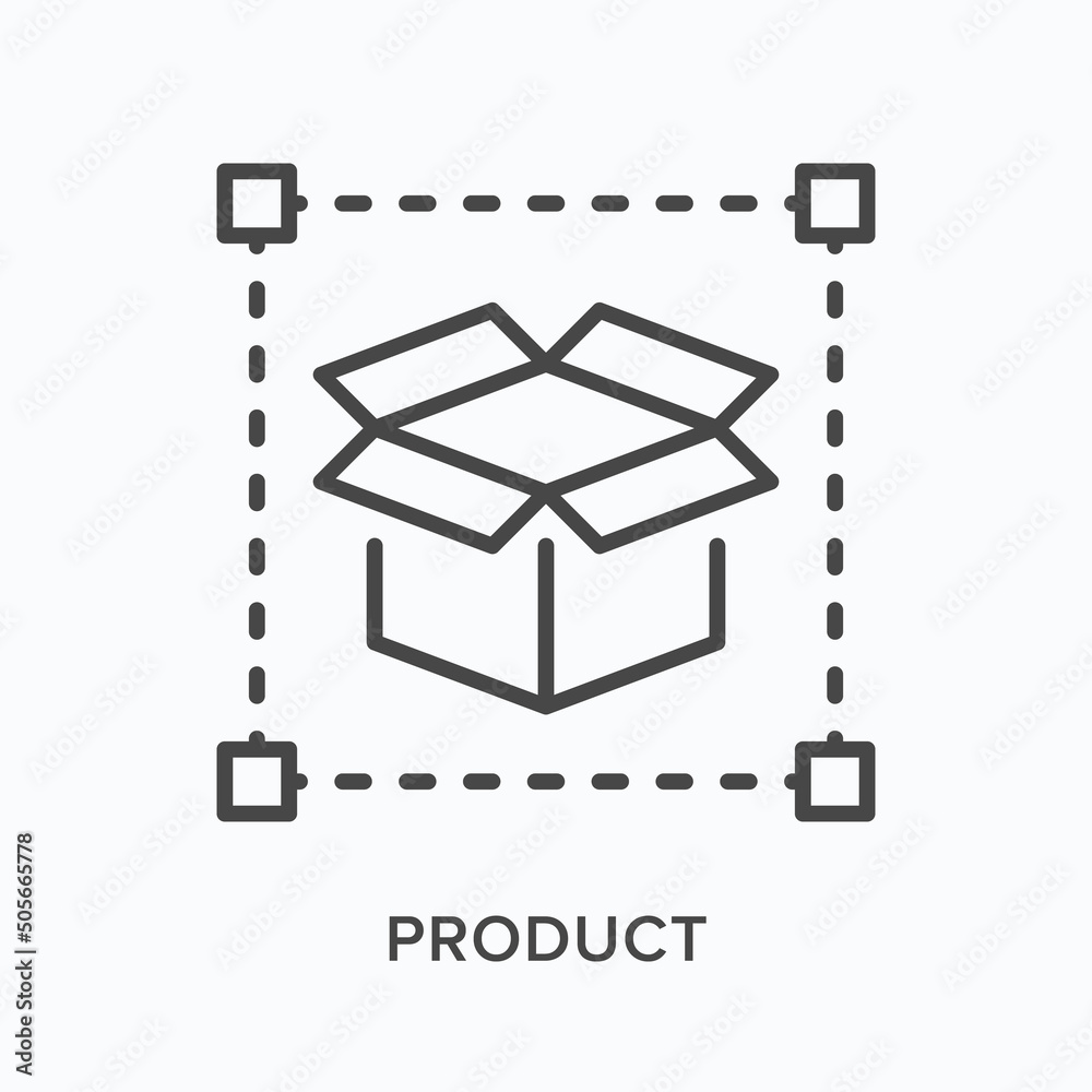 Product flat line icon. Vector outline illustration of carton box and ...