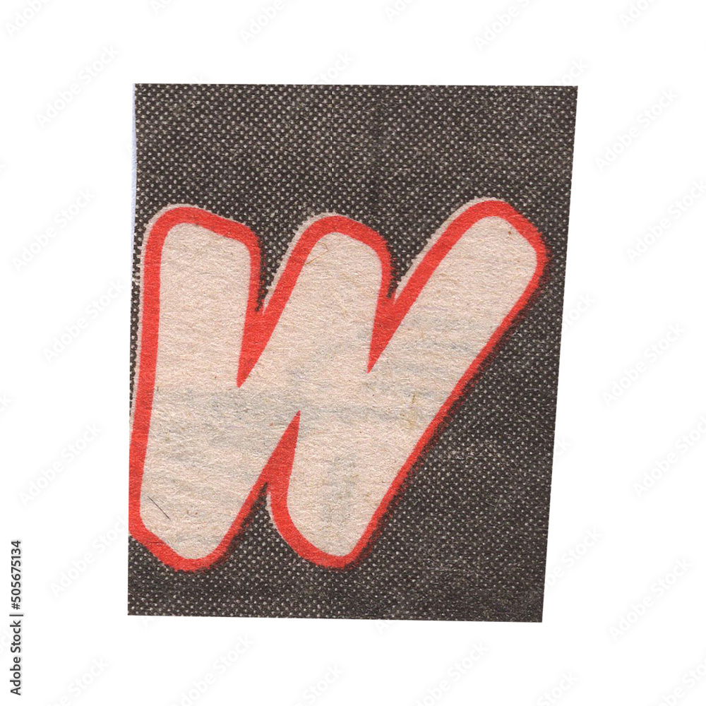 letter w magazine cut out font, ransom letter, isolated collage ...