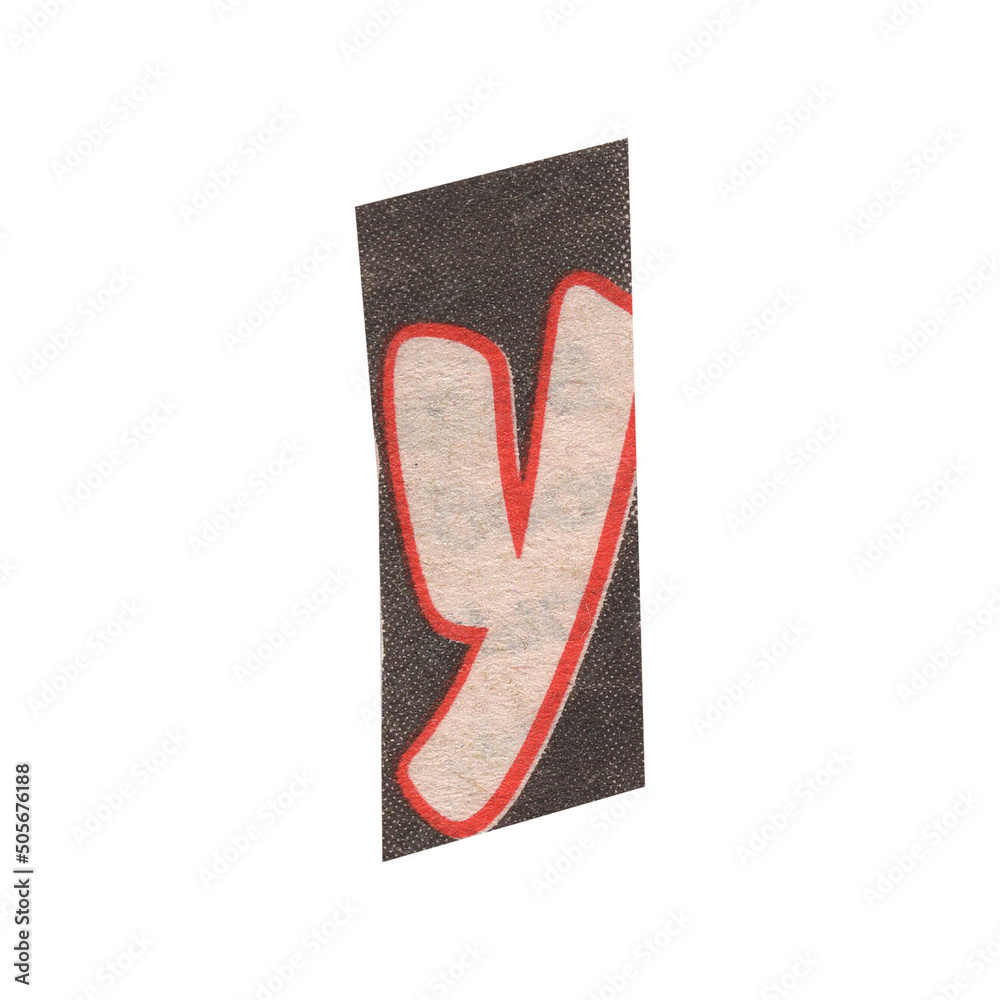 letter y magazine cut out font, ransom letter, isolated collage ...