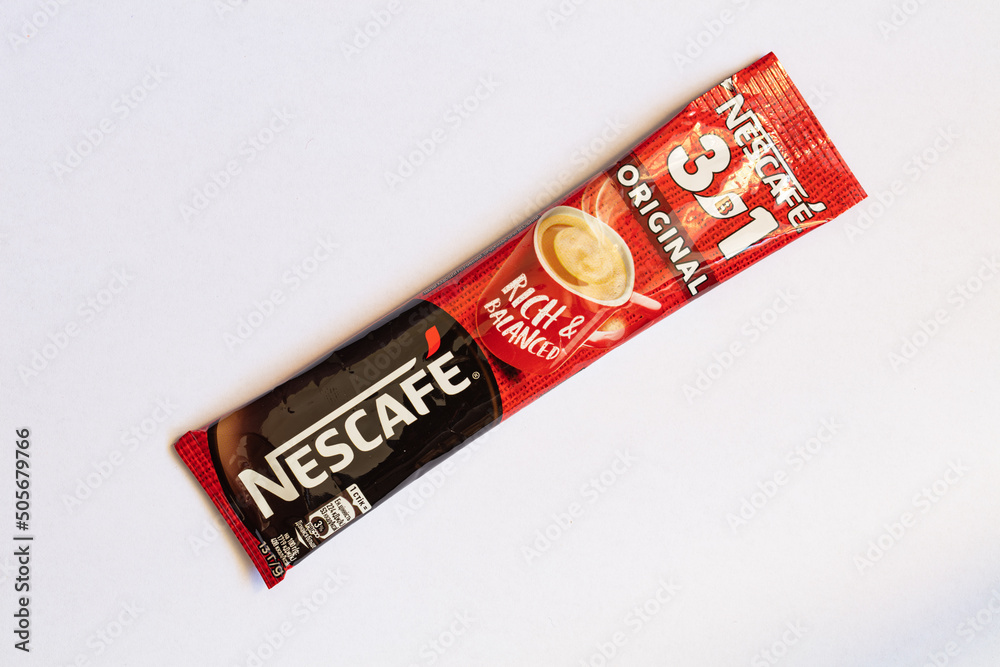 sticks of Nescafe 3 in 1 Original, Instant Coffee with cream and sugar ...