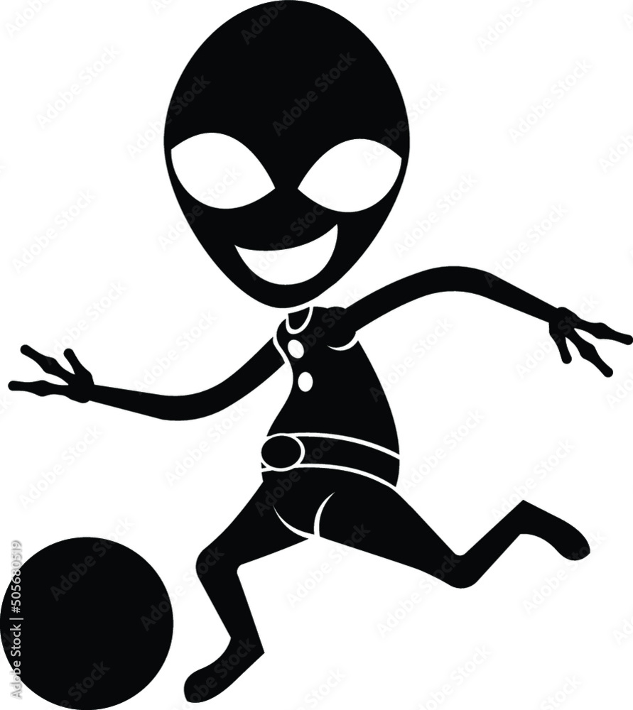 Vecteur Stock Cartoon Alien Ball Football Soccer Aliens UFO Spaceship ...