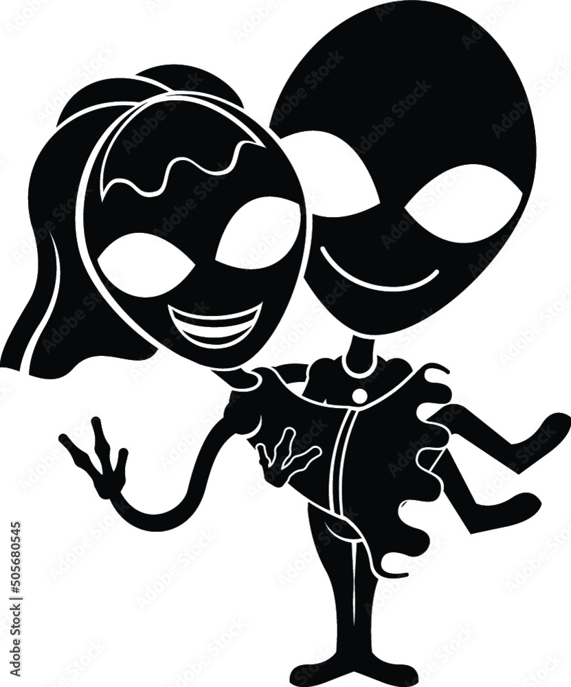 Cartoon Alien Aliens Marriage Married Couple Partners Husband Wife ...