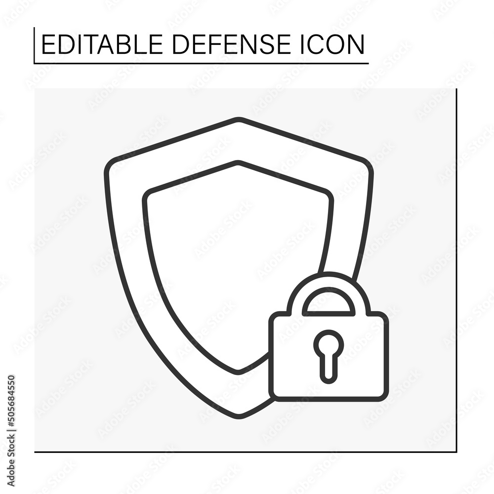 Shield line icon. Locking personal data.Locker for additional ...
