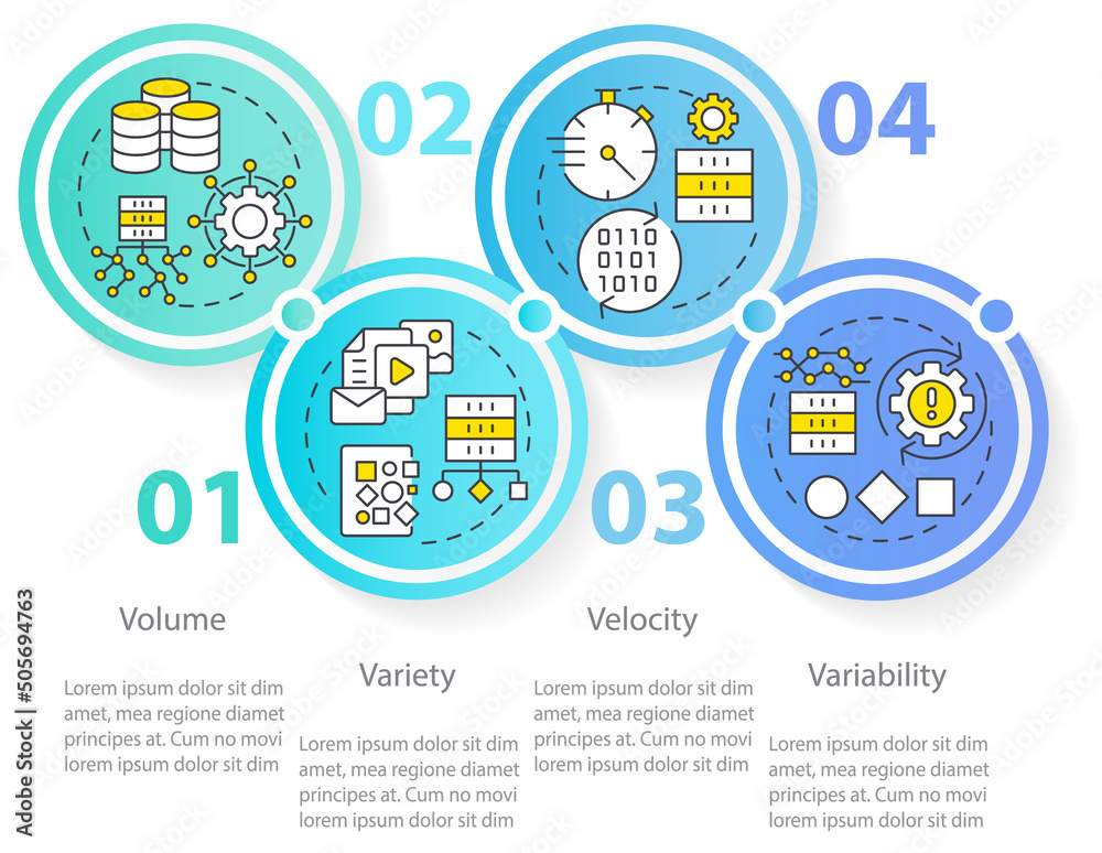 Characteristics of big data circle infographic template. Data ...
