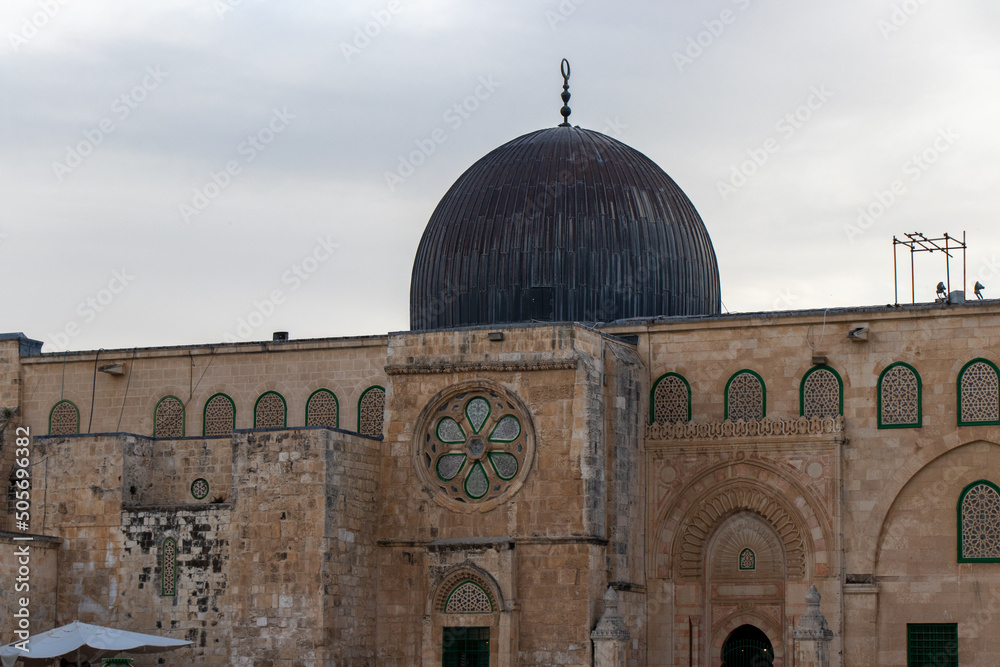Al-Aqsa Mosque on the Temple Mount in Jerusalem. The most known mosque ...