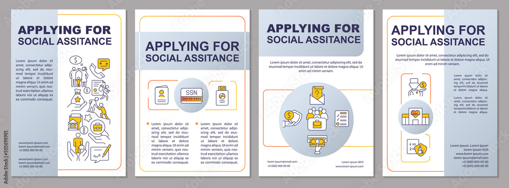 Applying for social assistance grey brochure template. Program, service ...