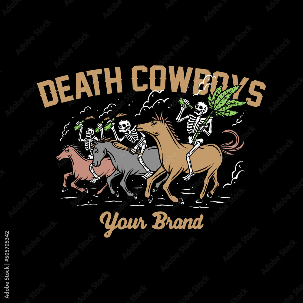 Skeleton cowboys riding horse illustration. Stock Vector | Adobe Stock