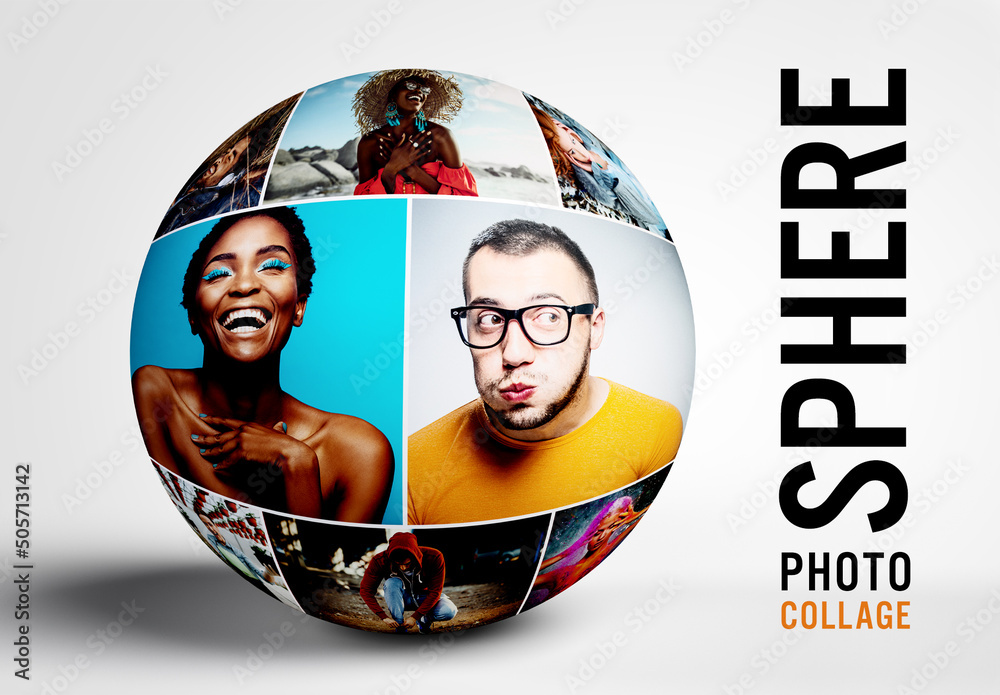 Sphere Photo Collage Mockup Stock Template | Adobe Stock