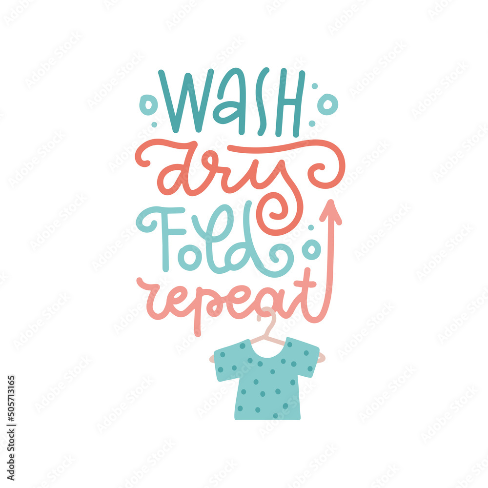 Lettering print with hand drawn T-shirt on a hanger and handwritten ...