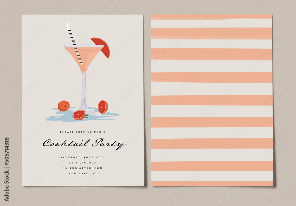 Festive Cocktail Party Invitation Layout Stock Template | Adobe Stock