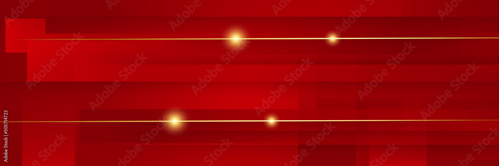 Abstract red background banner with golden lines. Luxurious red ...