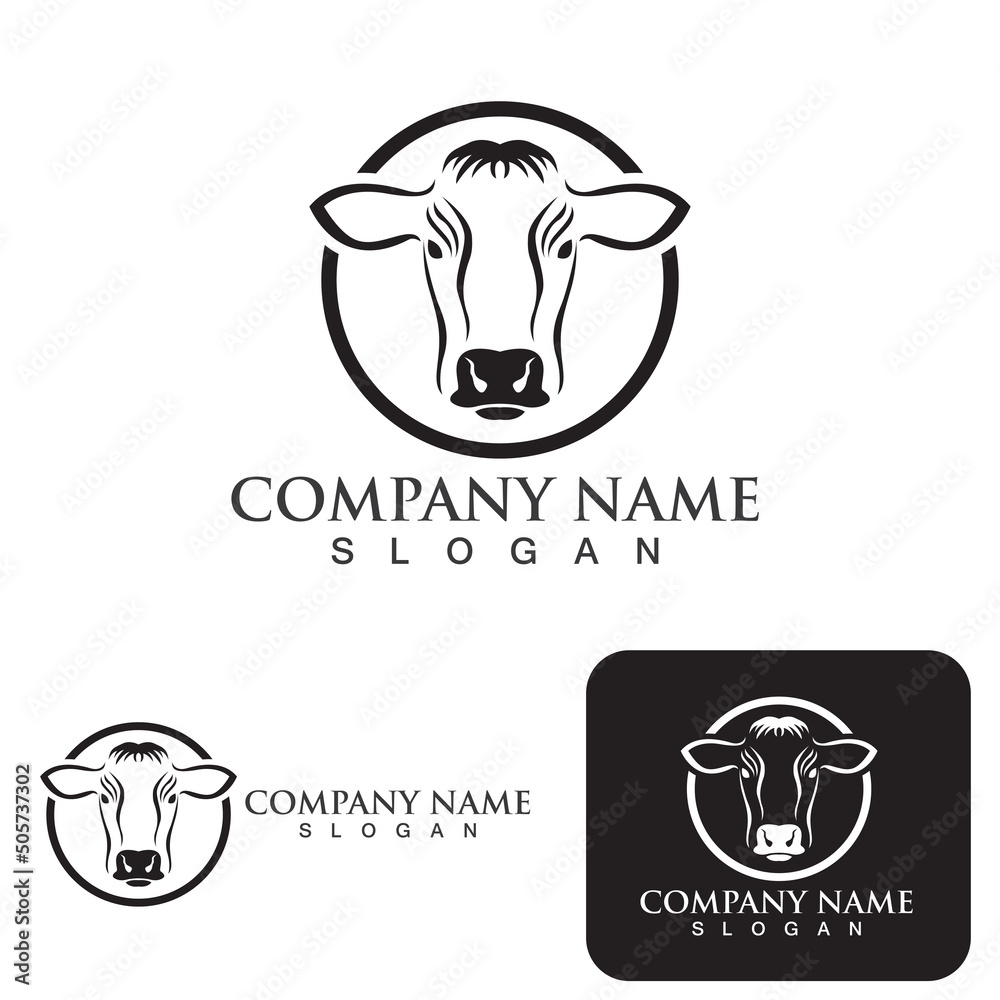 Cow head symbols and logo vector template Stock Vector | Adobe Stock