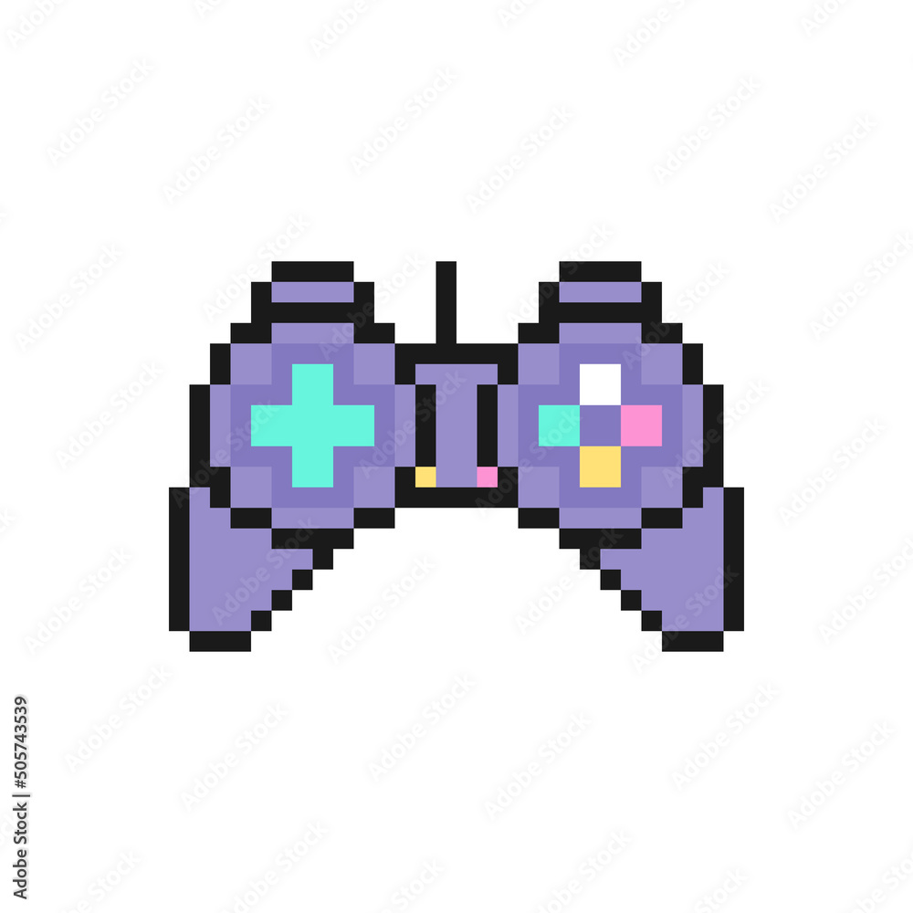 Joystick controller icon in pixel art design isolated on white ...