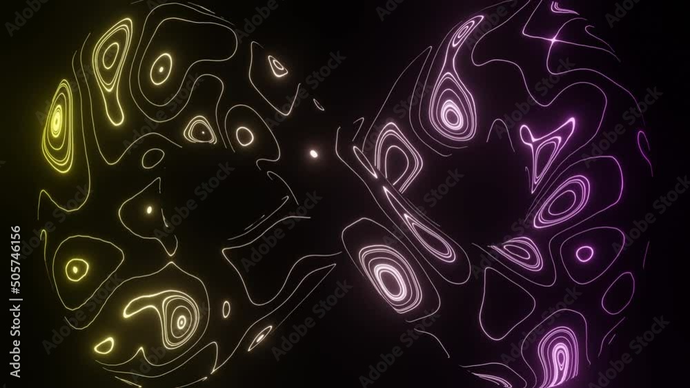 Abstract cyclic animation with a bended 3D shape covered by ...