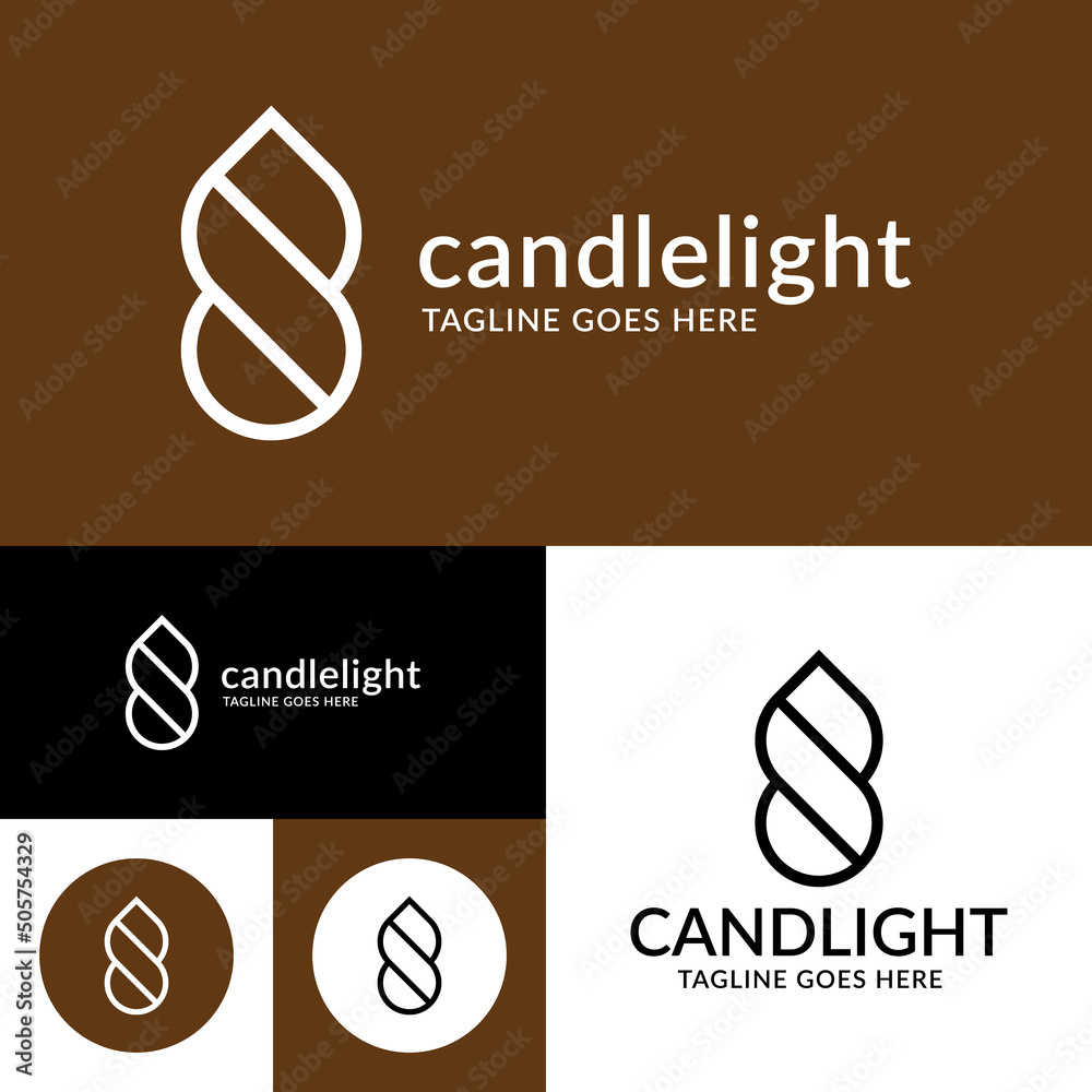 Candle light Logo.Round shape Logo Template.Vector Illustration.Black ...