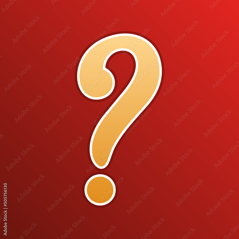 Question mark sign. Golden gradient Icon with contours on redish ...