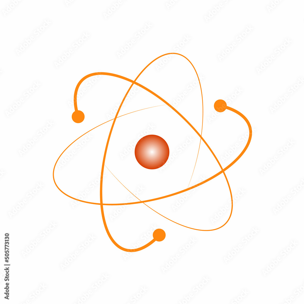 atom structure model. nucleus of protons and neutrons. orbital ...