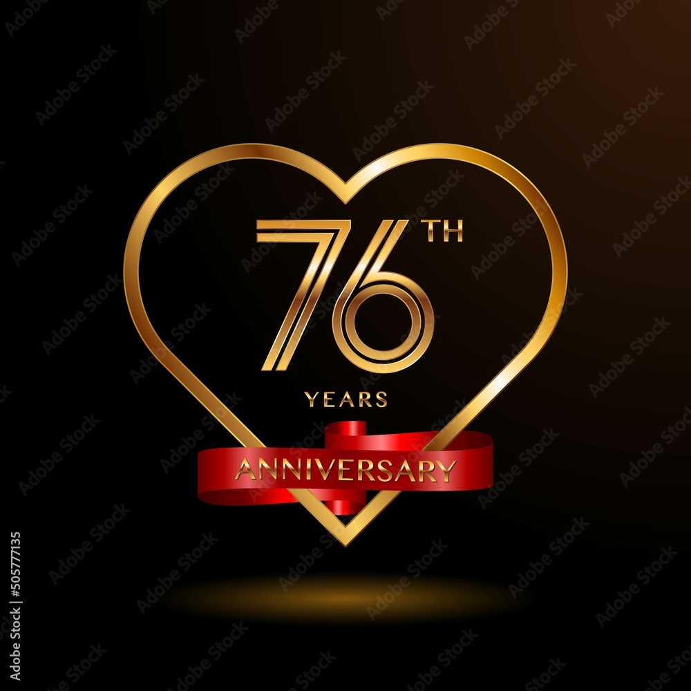 76 years anniversary celebration logotype with elegant gold color and ...