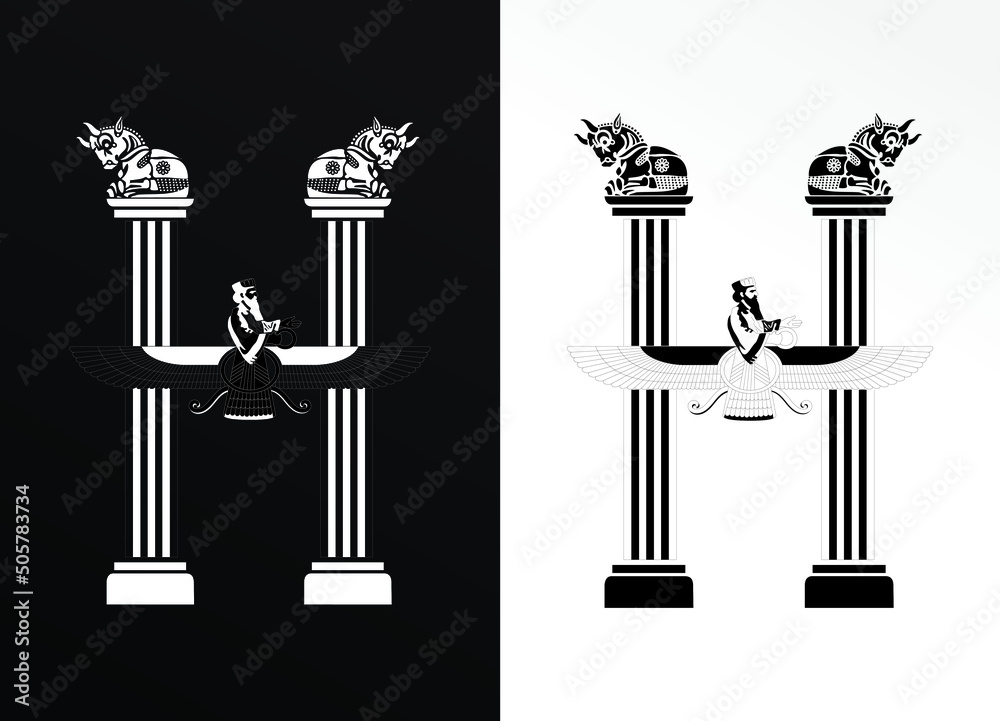 ancient Persian and Iran symbol of Faravahar with Achaemenid empire ...