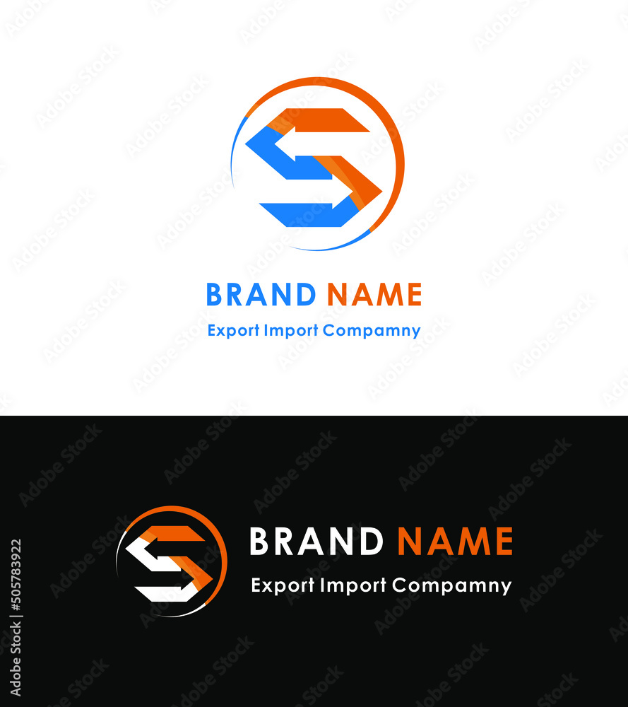 Importing and exporting company brand logo including a letter s and two ...