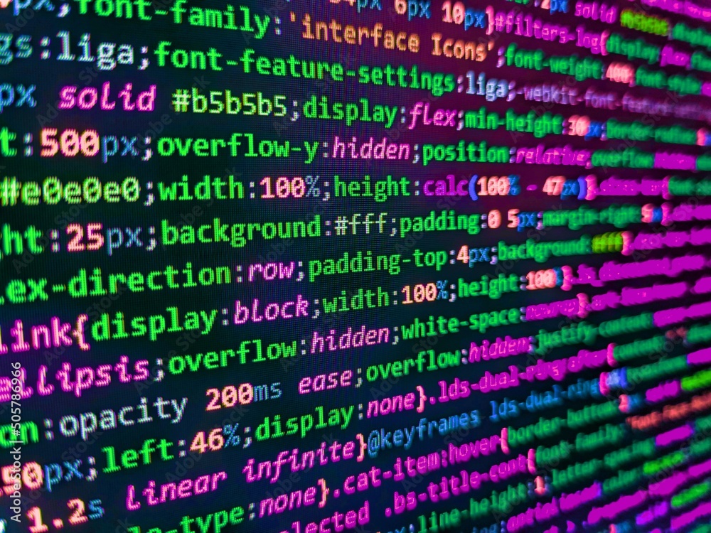 Mobile app developer. Hi-tech modern screen of data, digits and chars ...