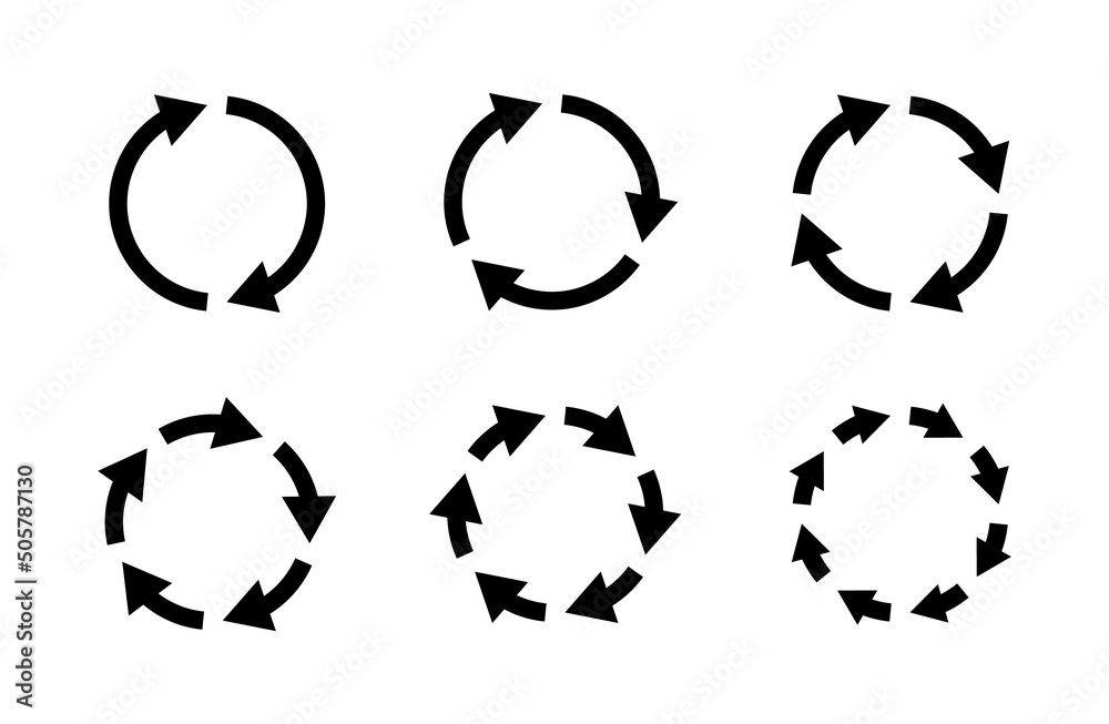 Vetor de Round arrows icons. Circular arrow of recycle set. Circle ...