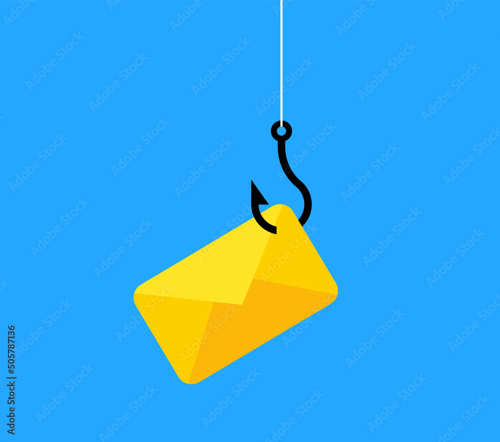 Fishing hook with email. Fishing fraud with mail envelope icon ...